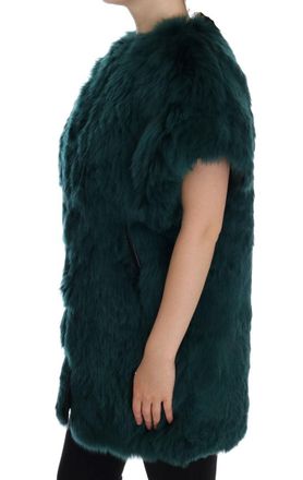 Dolce & Gabbana Womens Green Alpaca Fur Vest Sleeveless Jacket Clothing