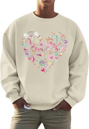 Generic 2026 Sweat-shirt d&eacute;contract&eacute; &agrave; col rond pour homme et femme Motif lettres imprim&eacute;es, beige, L