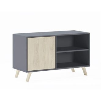Skraut Home Skraut Home - M&ouml;bel tv 100 mit linker T&uuml;r, Wohnzimmer, Modell wind, Strukturfarbe Anthrazitgrau, T&uuml;r Puccini-Farbe, Ma&szlig;e 95x40x57cm hoch