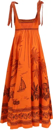 Alemais Womens Boathouse Ballet Dress Orange Linen