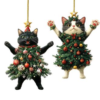 Generic Festliche Katzen-Ornamente - Acryl-Katzen-Charme, h&auml;ngende Dekoration f&uuml;r den Urlaub | Einzigartiges Weihnachtsgeschenk, Ornament-Design