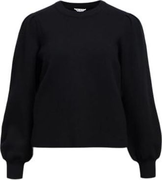 Object Objreynard L/S Re Puff Sleeve Knit Noos, Noir, S Femme