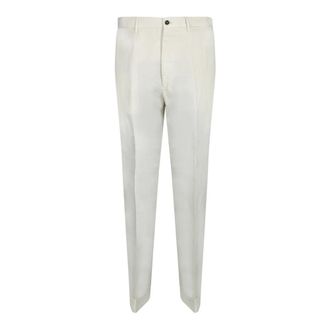 Dell'Oglio Wei&szlig;e Baumwoll-Leinen Hose - - Trousers - Herren - Wei&szlig; - XL