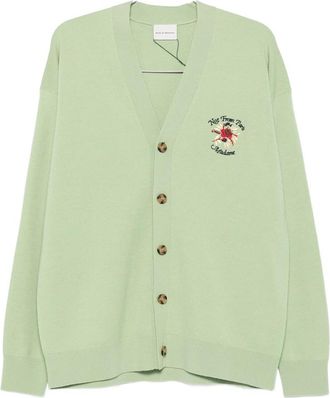 Dr&ocirc;le de Monsieur Embroidered-logo V-neck Cardigan