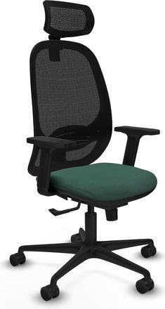 Piqueras y Crespo Cilanco B&uuml;rostuhl mit 2D-Armlehnen, h&ouml;henverstellbare Lendenwirbelst&uuml;tze und h&ouml;henverstellbares Kopfteil, Schwarz / Flaschengr&uuml;n