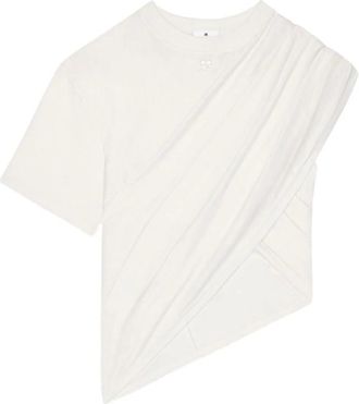 Courr&egrave;ges Femme, Tops, Blanc, Taille: 40 FR Asymmetrical Twist T-Shirt