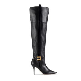 Elisabetta Franchi Femme, Chaussures, Noir, Taille: 39 EU Bottes en cuir Nappa avec logo bicolore