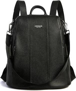 Zerimar Sac à main en cuir pour femme - Cuir exclusif et spécial - Cuir de qualité avec une touche sophistiquée et durable (Noir)