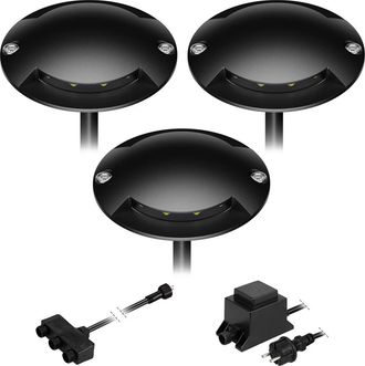 LEDs Com LED Boden-Aufbau-Leuchte Bunda, 2-flammig, schwarz für außen, befahrbar, warm-weiß, 3er Set