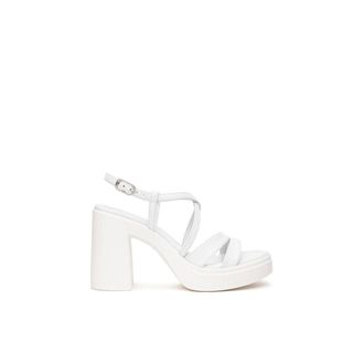 Nero Giardini Femme, Chaussures, Blanc, Taille: 37 EU Sandales blanches en cuir avec plateforme