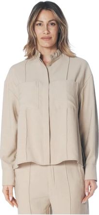 Dondup Femme, Blouses et Chemises, Beige, Taille: 40 FR Chemise Regular &agrave; Col Cor&eacute;en