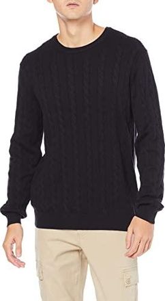 Amazon Essentials Pull Ras-du-Cou en Coton Torsadé Homme, Noir, XXL