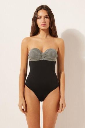 Calzedonia Badeanzug Golden Stripes Gelb