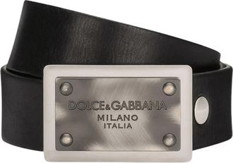 Dolce & Gabbana G&uuml;rtel mit Logo-Plakette - - Accessories - Herren - Schwarzk - 90 CM