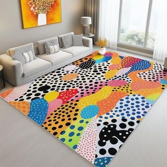 Generic Multicolore Lavable en Machine Tapis Salon Art Abstrait Moderne, 160 x 230 cm Doux Tapis de Sol Pelucheux Dessous Antid&eacute;rapant, Entree Interieur Chamb