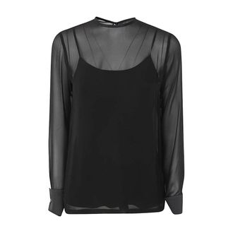 Max Mara Seiden-Georgette Bluse - - Blouses & Shirts - Damen - Schwarzk - 3XS