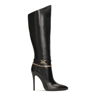 Kazar Schwarze hohe Stiletto-Stiefel mit dekorativer Kette.Dieses Produkt f&auml;llt gro&szlig; aus. - - Shoes - Damen - Schwarzk - 36 EU