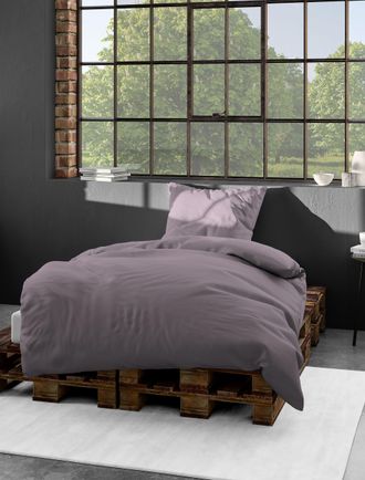 BIERBAUM Bettwäsche 3899, Mako-Satin, 100% Baumwolle, Designed in Germany, Flieder 70, 240 x 220 + 2X 40 x 80 cm