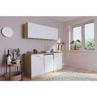 Respekta K&uuml;che Minik&uuml;che Singlek&uuml;che K&uuml;chenzeile Pantry Eiche Wei&szlig; Luis 150 cm Respekta