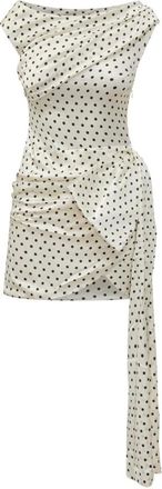 Self Portrait Femme, Robes, Beige, Taille: 38 FR Mini robe en satin &agrave; pois