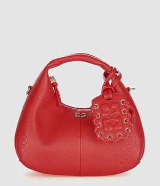 Ganni Sac Hobo Mini Grained Goji Berry