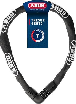 ABUS Kettenschloss Tresor 6807C - Zahlenschloss mit 360&deg;-Bolzen, 7 mm Starke Stahlkette, 4-stelliger Zahlencode - Fahrradschloss mit Sicherheitslevel 7 - L