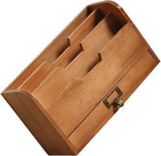 Pretyzoom Holz Regal Schreibtisch Organizer mit Mehrschicht Design Desktop B&uuml;cherregal und Ablage f&uuml;r B&uuml;ro Studium und Zuhause Stabile Holzlagerung in Schokolad