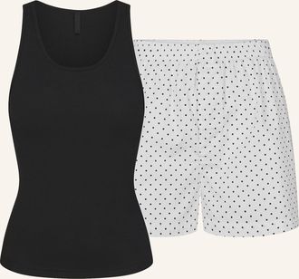 SKIMS Skims Shorty-Schlafanzug Cotton Poplin schwarz