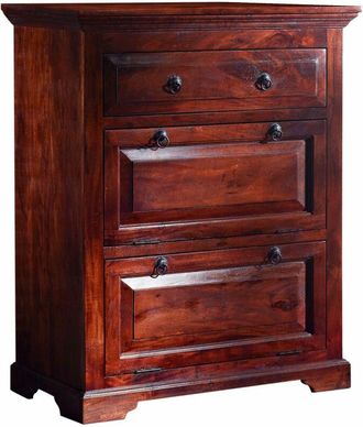 Massivmoebel24 Kommode Akazie 80x45x100 nougat lackiert oxford 904