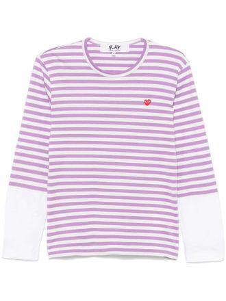 Comme Des Garçons t-shirt rayé à manches longues - Violet