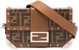 Fendi Hobo Bags - Mini Zucca Coated Canvas Trunk Baguette Crossbody - Gr. unisize - in Braun - f&uuml;r Damen
