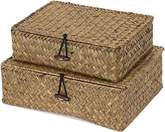 Compactor Macao Aufbewahrungskorb aus Seegras, Set von 2, braun, 25.0 x 19.0 x 8.0 cm, RAN7868