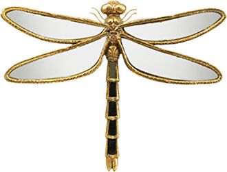 Generic Spiegel Gold Vintage, Spiegel-Wanddeko, Kreative Wandskulptur mit Schmetterlings-/Libellen-Design, Vintage-Harzrahmen im Used-Look, f&uuml;r Wohnzimmer, Sc