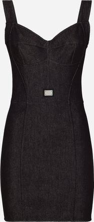 Dolce & Gabbana Kleid Im Lingerie-look Aus Baumwolldenim - Frau Denim Mehrfarbig 46