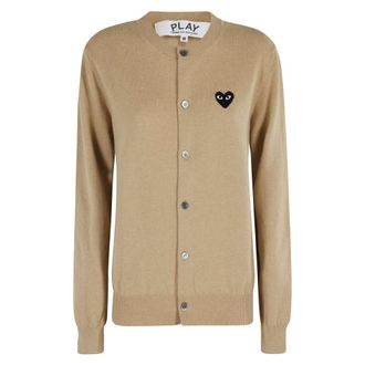 Comme Des Gar&ccedil;ons Femme, Pulls, Beige, Taille: 42 FR Round Neck Emblem Cardigan