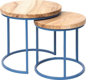 Lamofootwear Manufaktur Couchtisch rund 2er Set - Beistelltisch Holz - Wohnzimmertisch rund, Kaffeetisch, Sofatisch modern, Holztisch f&uuml;r Wohnzimmer, Schlafzimmer-