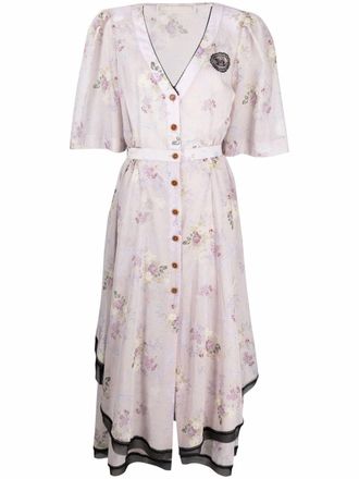 Ulyana Sergeenko robe longue à fleurs - Rose