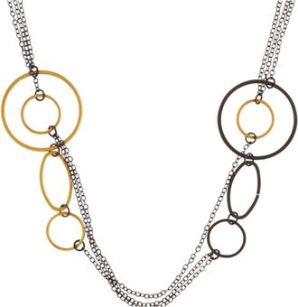 Dansk Copenhagen Tempeste Long 2 Tones Double Cha&icirc;ne Multi Collier - Femme - Accessoires - Noir - Taille: ONE Size