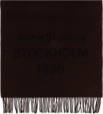 Acne Studios Woll-Logo-Schal - Breit - - Accessories - unisex - Braun - ONE SIZE