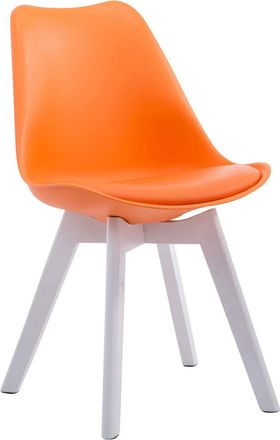 Clp Retrostuhl Borneo V2 Mit Kunstlederbezug Und Hochwertiger Polsterung I Lehnstuhl mit robustem Holzgestell I Sitzhöhe: 47 cm, Farbe:orange, Gestell Far