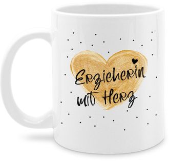 Shirtracer Tasse Tassen 325ml - Erzieherin mit Herz | Weihnachtsgeschenke f&uuml;r Erzieherinnen Geschenk Erzieher Weihnachten | Abschiedsgeschenk Erzieherinnen Kita 