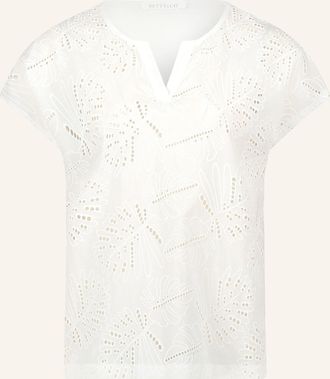 Betty&Co Betty&Co T-Shirt Im Materialmix Mit Lochspitze weiss