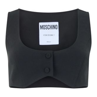 Moschino Cropped Button-Front Top - - Tops - Damen - Schwarzk - S