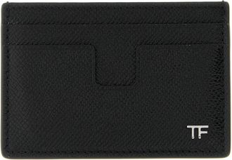 Tom Ford Homme, Accessoires, Noir, Taille: ONE Size Porte-cartes en cuir grain&eacute; fin