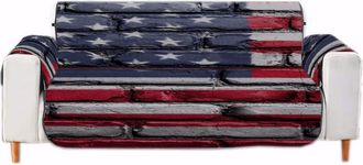 A.Monamour Sofabezug Sofaüberwurf Sesselschoner Amerikanische Flagge Gemalt Auf Backsteinmauer Muster Samt Stuhl Abdeckung Sofa Abdeckung Sofaschoner Sofahusse S