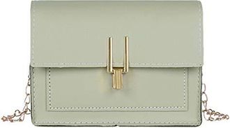 Generic Sac à bandoulière tendance pour femme avec chaîne de couleur unie, Vert, Taille unique