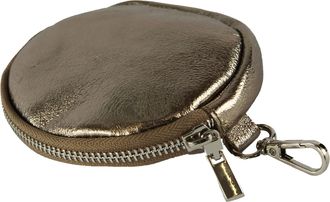 modamoda.de P10 / P08 Damen Leder Rauleder Geldb&ouml;rse M&uuml;nzgeldb&ouml;rse Taschenanh&auml;nger &oslash; 11,5 cm handmade in Italy, Farbe:Altgold-Metallic