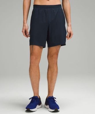lululemon Short Pace Breaker doubl&eacute; pour Hommes - 18 cm - Bleu - Taille 3XL