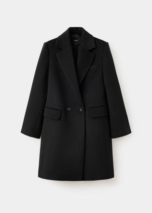 Mango Manteau en laine &agrave; double boutonnage noir - Femme - XXS - MANGO