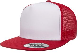 Yupoong Herren YP Classic Trucker Cap, Vorderseite wei&szlig;, Rot/Wei&szlig;/Rot, Einheitsgr&ouml;&szlig;e